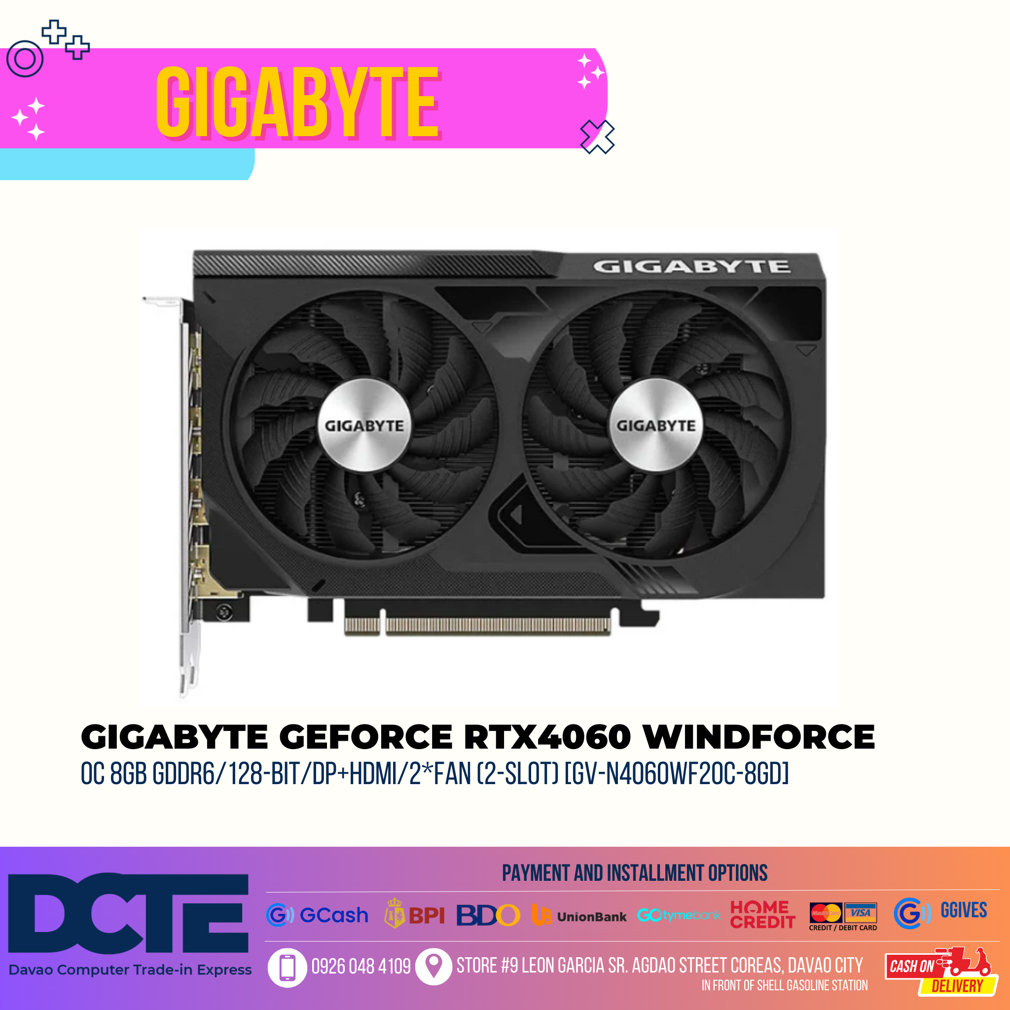 GIGABYTE GEFORCE RTX4060 WINDFORCE OC 8GB GDDR6/128-BIT/DP+HDMI/2*FAN ...