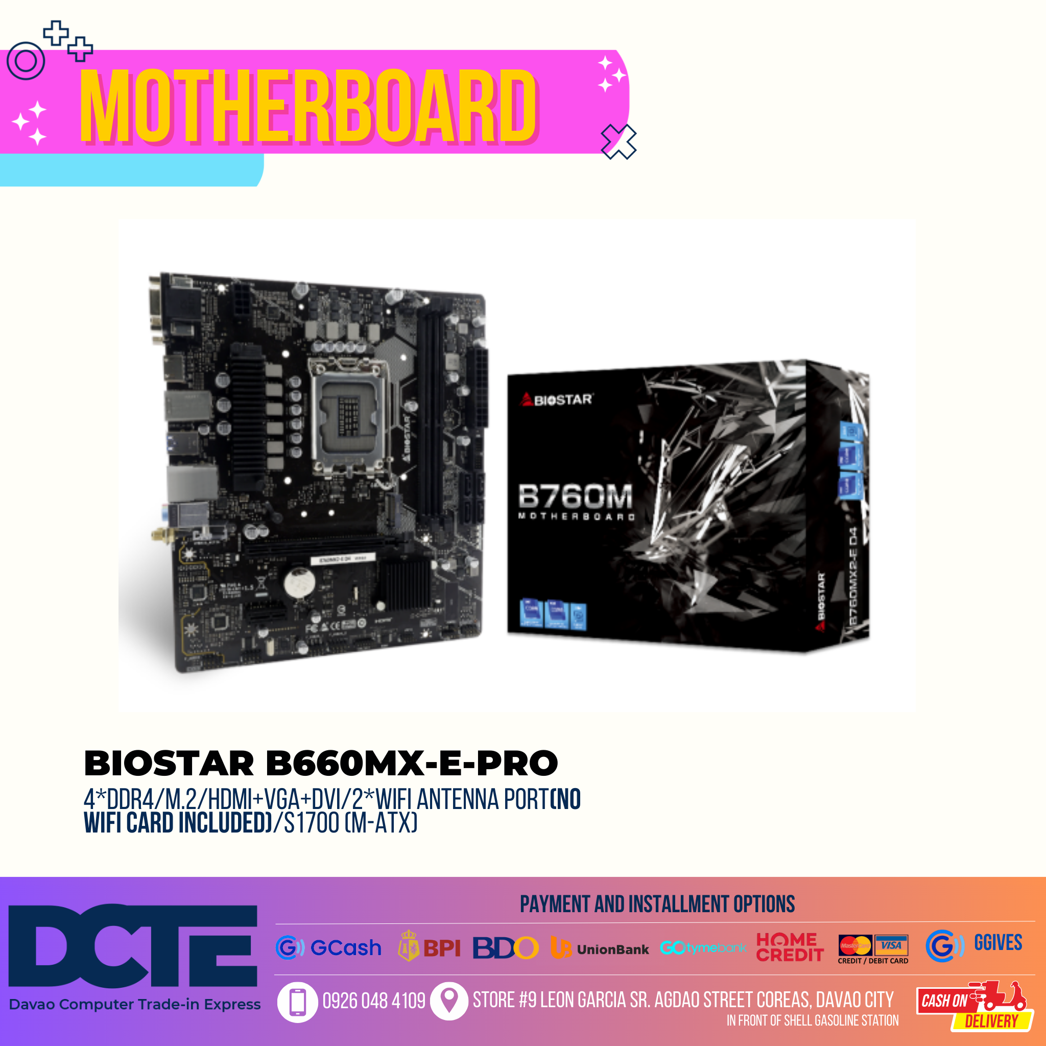 BIOSTAR B660MX-E-PRO/4*DDR4/M.2/HDMI+VGA+DVI/2*WIFI ANTENNA PORT(NO ...
